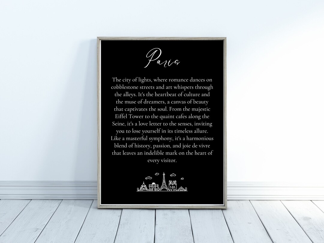 Paris Definition Printable - Elegant Typography Wall Art for Capturing ...