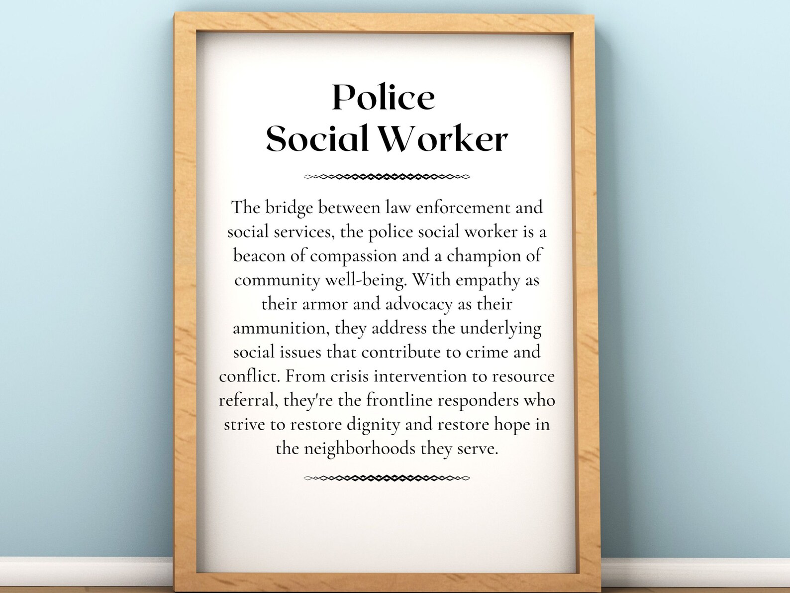 Police Social Worker Definition Printable, Law Enforcement Gift, Office ...