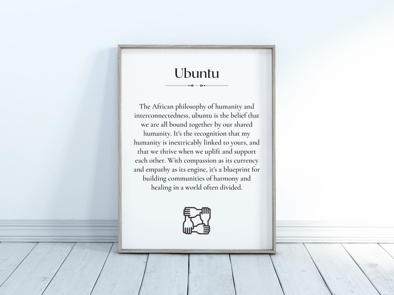 Ubuntu Definition Wall Art, African Philosophy Decor, Community ...