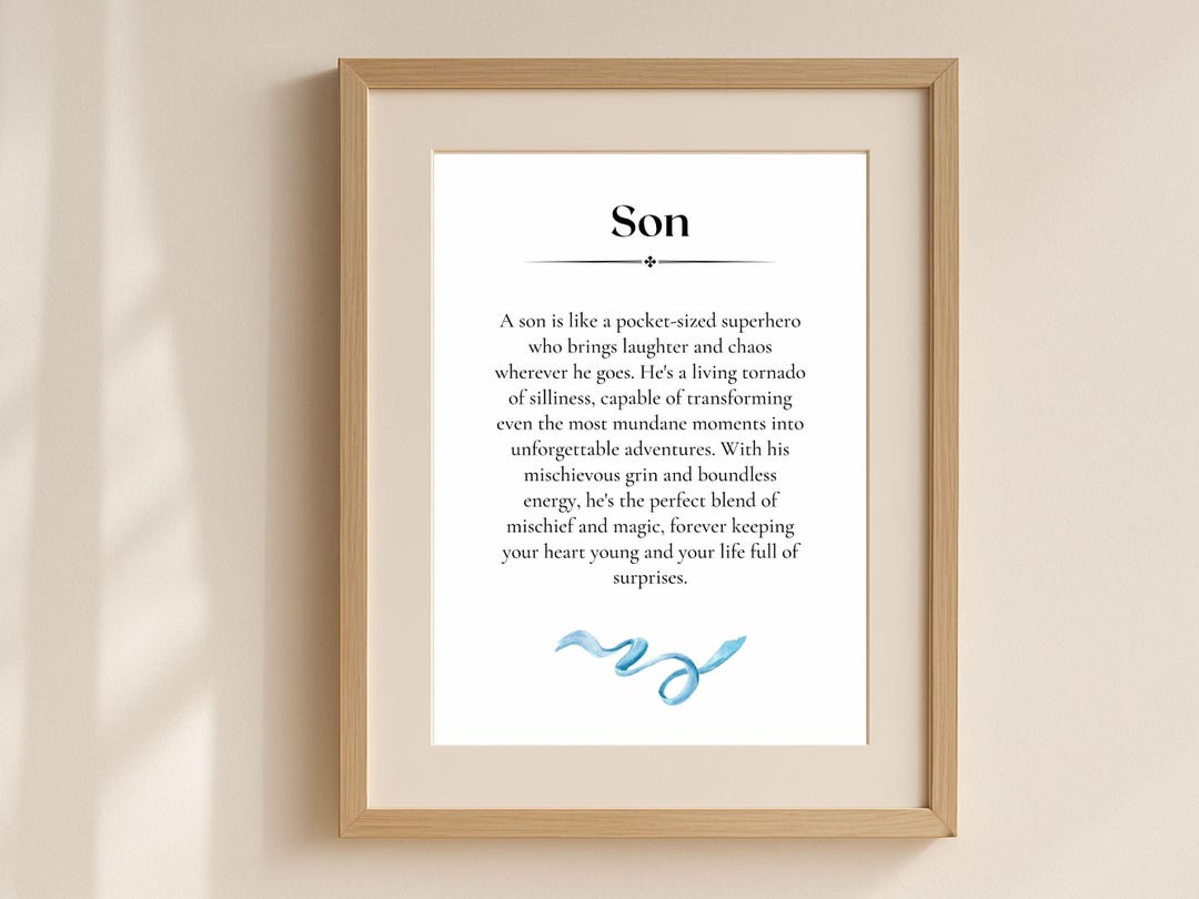Son Definition Wall Art, Printable Gift for Son, Funny Boy Quote Print ...