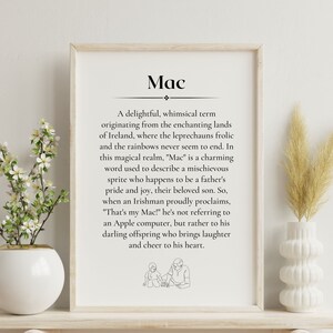 Mac Definition Printable |mac (irish for Son) Wall Art Decor ...