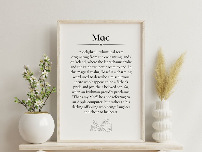 Mac Definition Printable |mac (irish for Son) Wall Art Decor ...