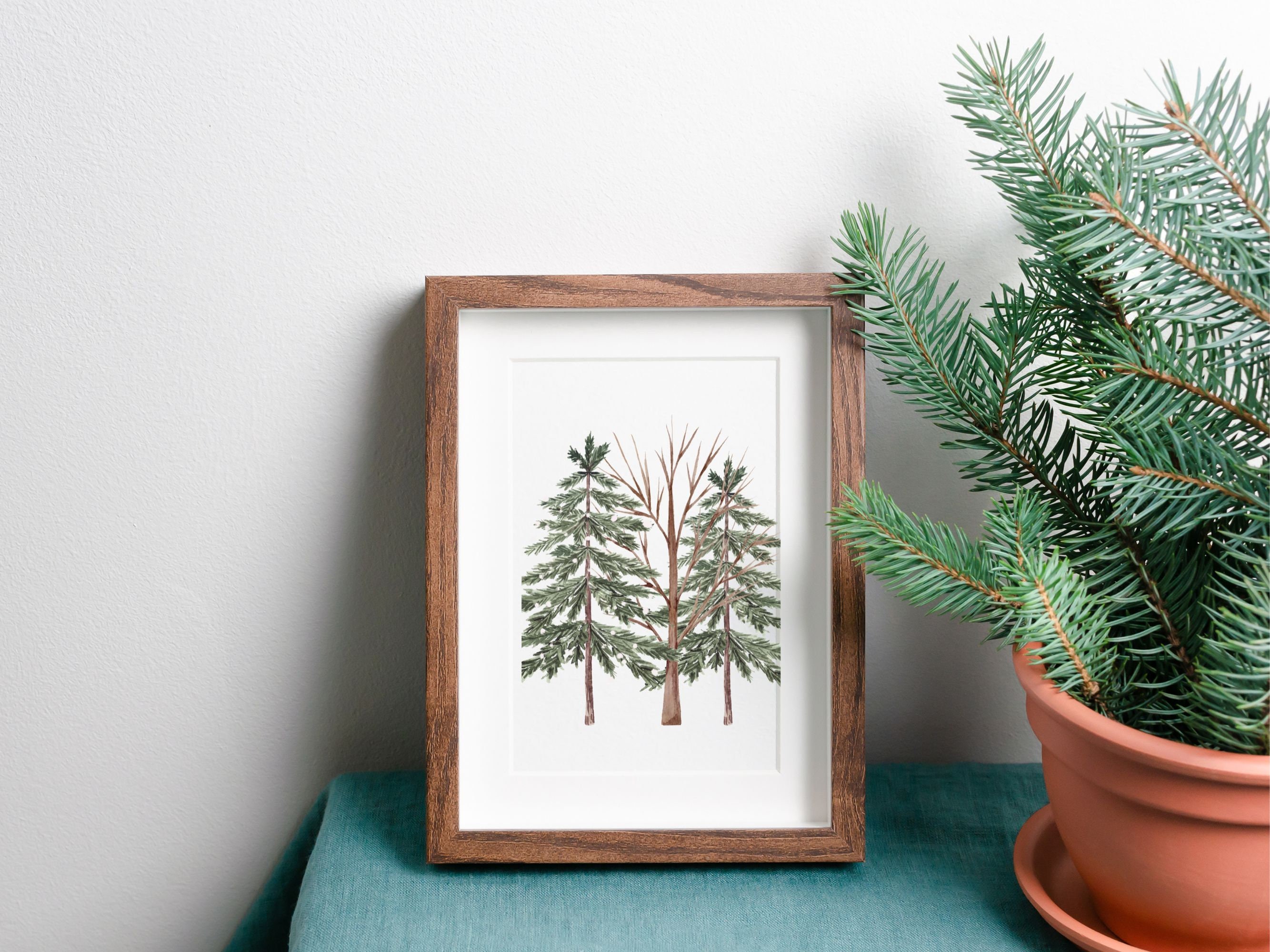 Woodland Christmas Trees Printable Rustic Holiday Gift - Etsy