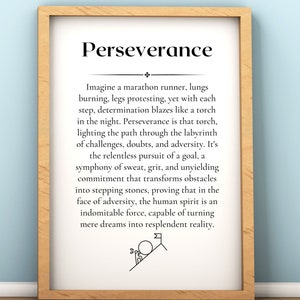 Perseverance Definition Printable - Inspirational Gift for Resilience ...