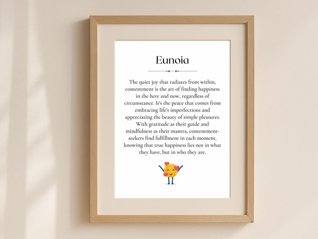 Eunoia Definition Print, Greek Word Meaning Wall Art, Mindfulness Quote ...