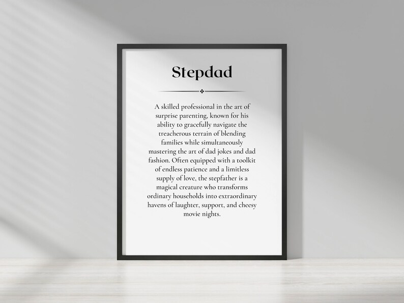 Stepdad Definition Printable | Stepfather Poster | Dad Appreciation ...