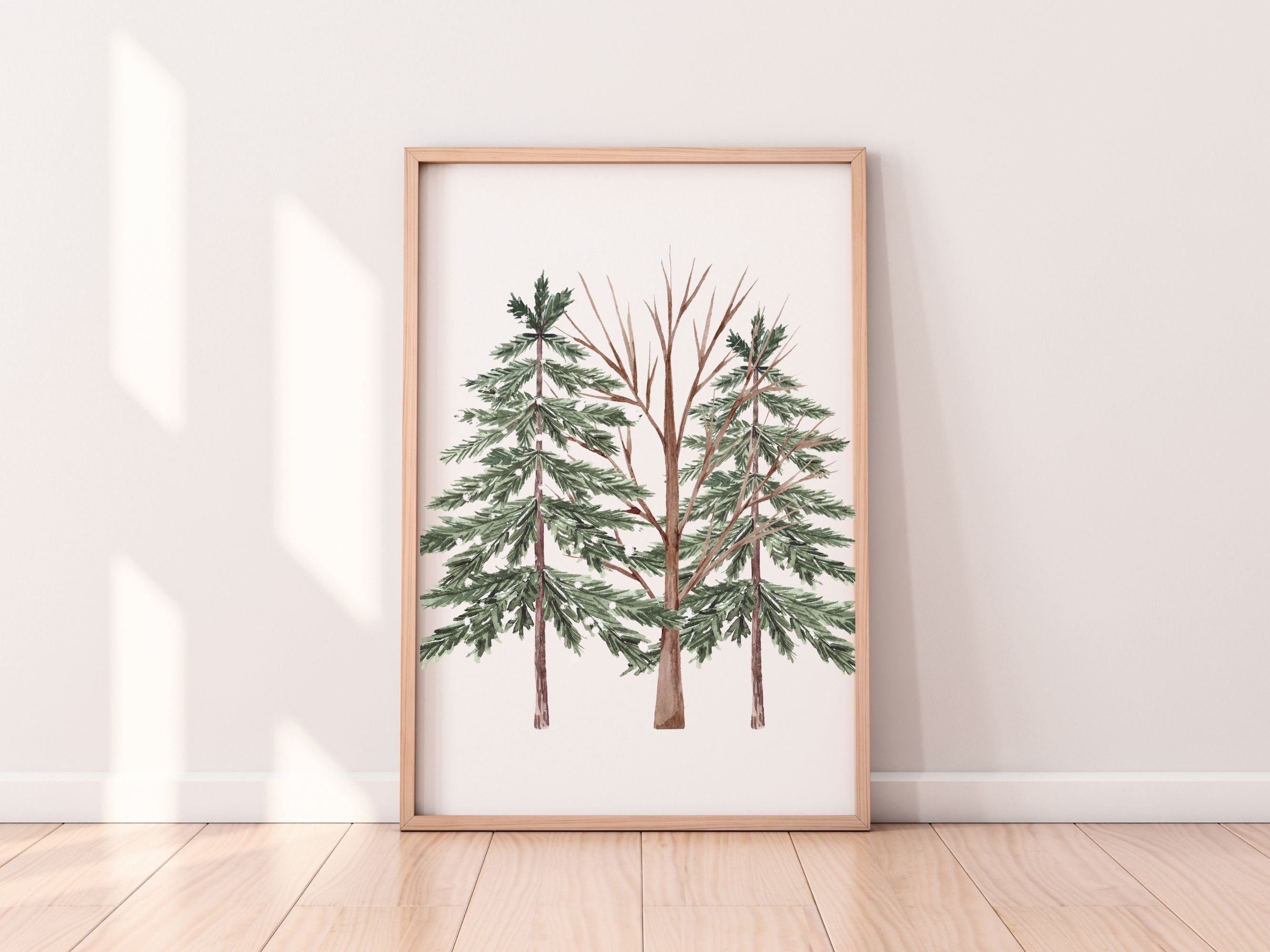 Woodland Christmas Trees Printable Rustic Holiday Gift - Etsy