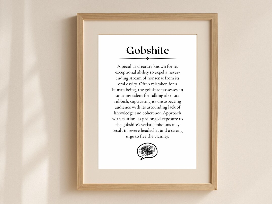 Funny Irish Wall Art, Gobshite Definition Printable, Humorous Irish ...