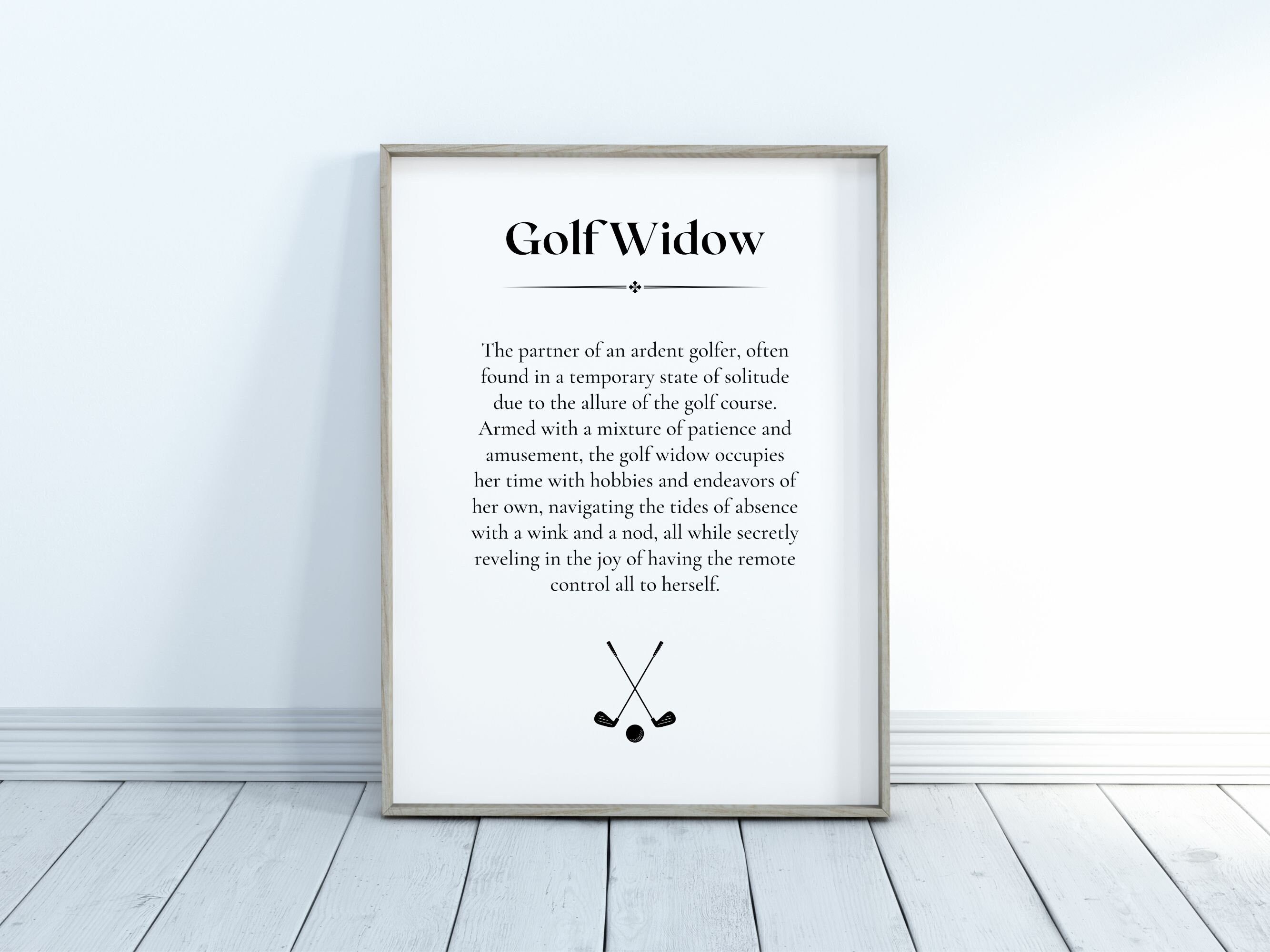 Golf Widow Definition Printable - Instant Download Wall Art for Home ...