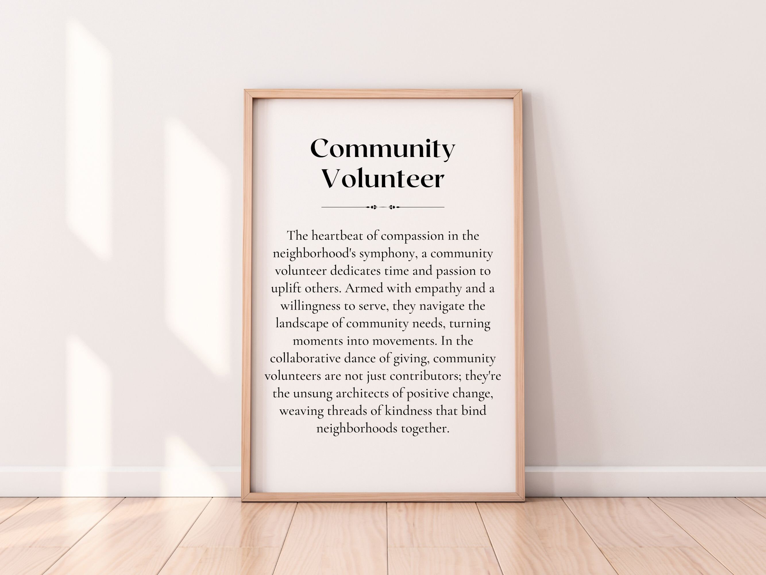Community Volunteer Definition Printable | Thoughtful Wall Art ...