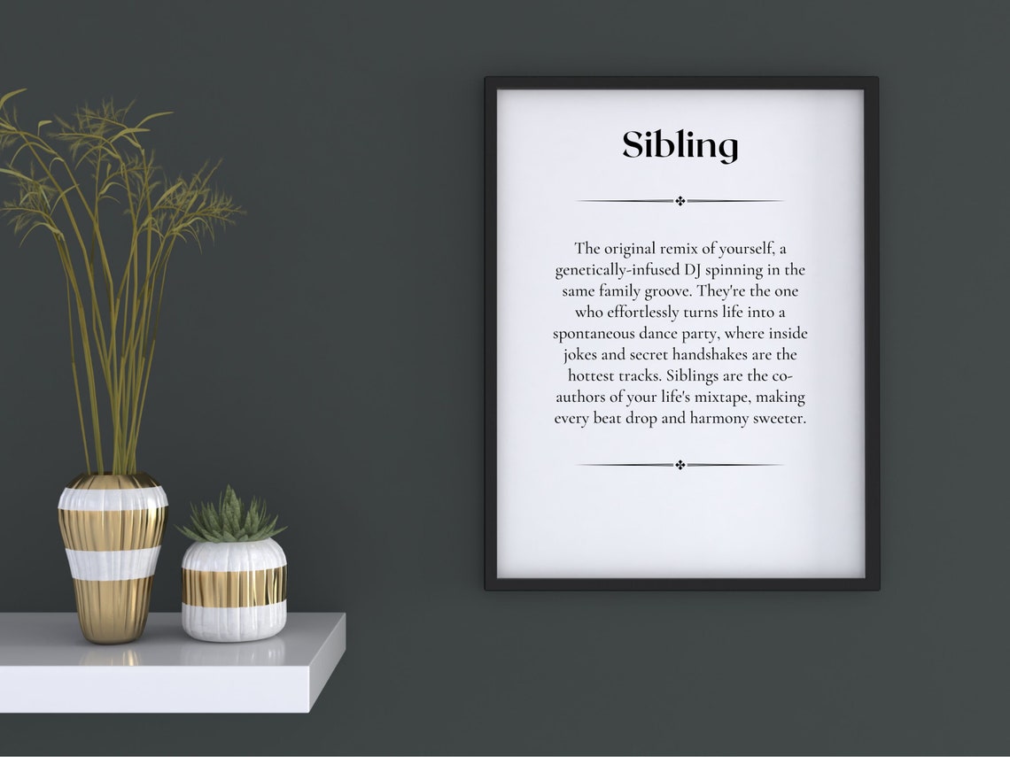 Sibling Definition Printable Family Wall Art Brother - Etsy