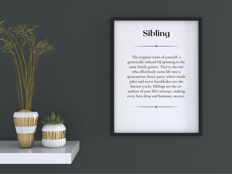 Sibling Definition Printable Family Wall Art Brother - Etsy