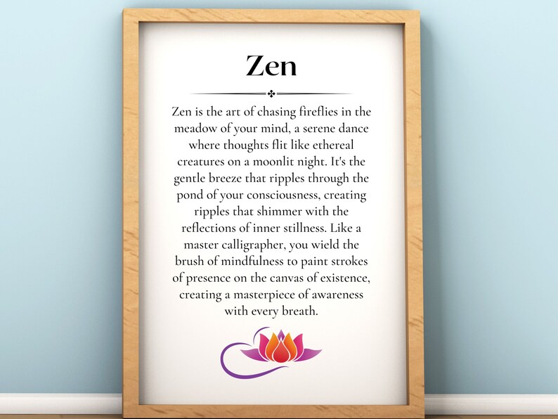 Zen Definition Printable - Zen Defined - Wall Art for Serenity and ...