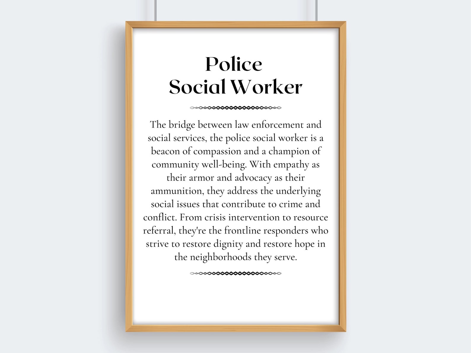 Police Social Worker Definition Printable, Law Enforcement Gift, Office ...