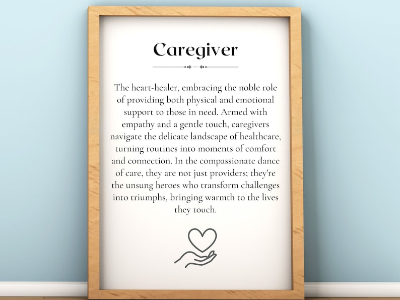 Caregiver Definition Printable Art, Digital Download for Compassionate ...