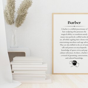 Barber Definition Printable | Barber Shop Poster | Barber Gift | Men's ...