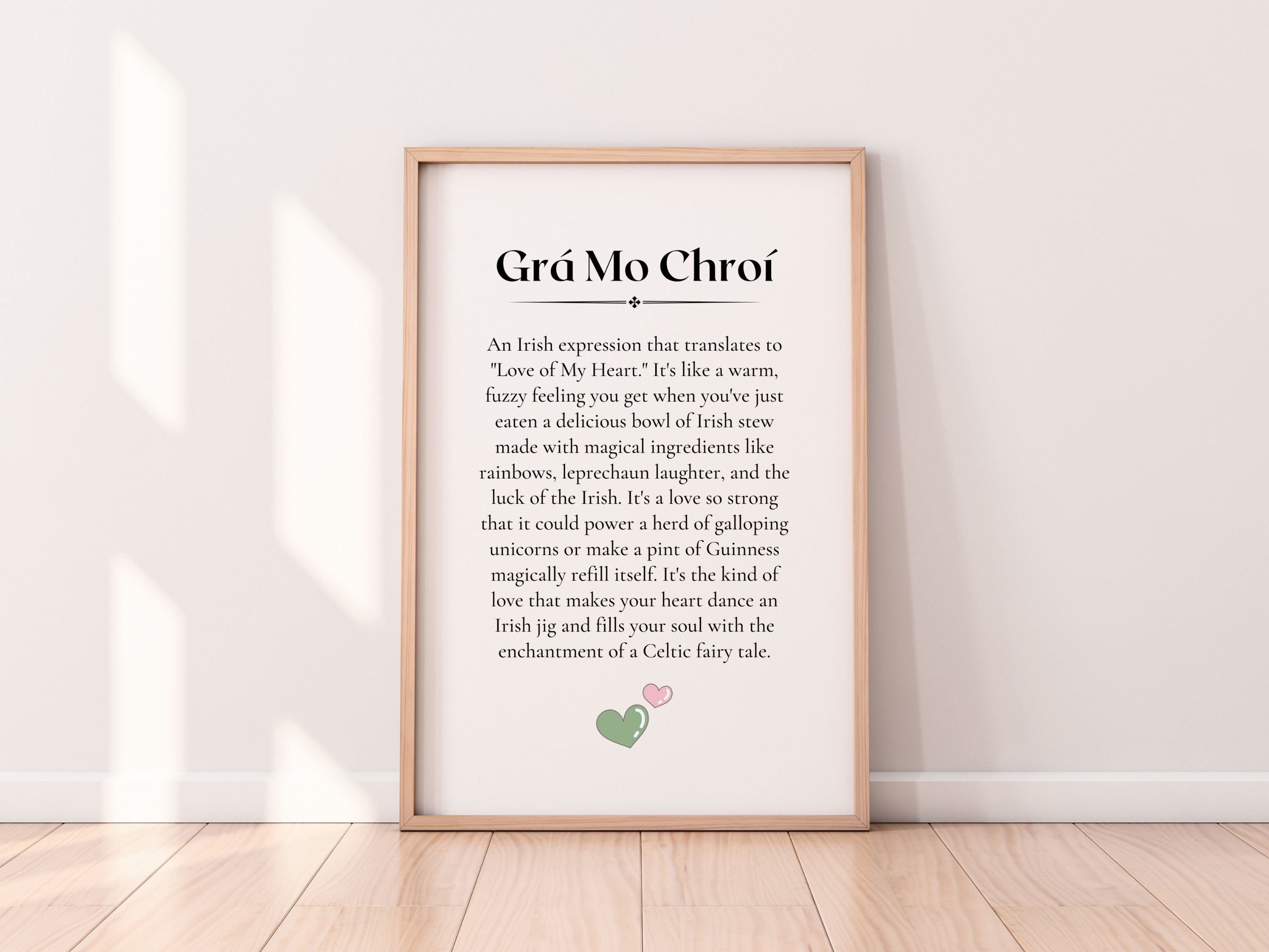 Gra Mo Chroi Definition Printable Wall Art Irish Gift Idea Celtic Love ...