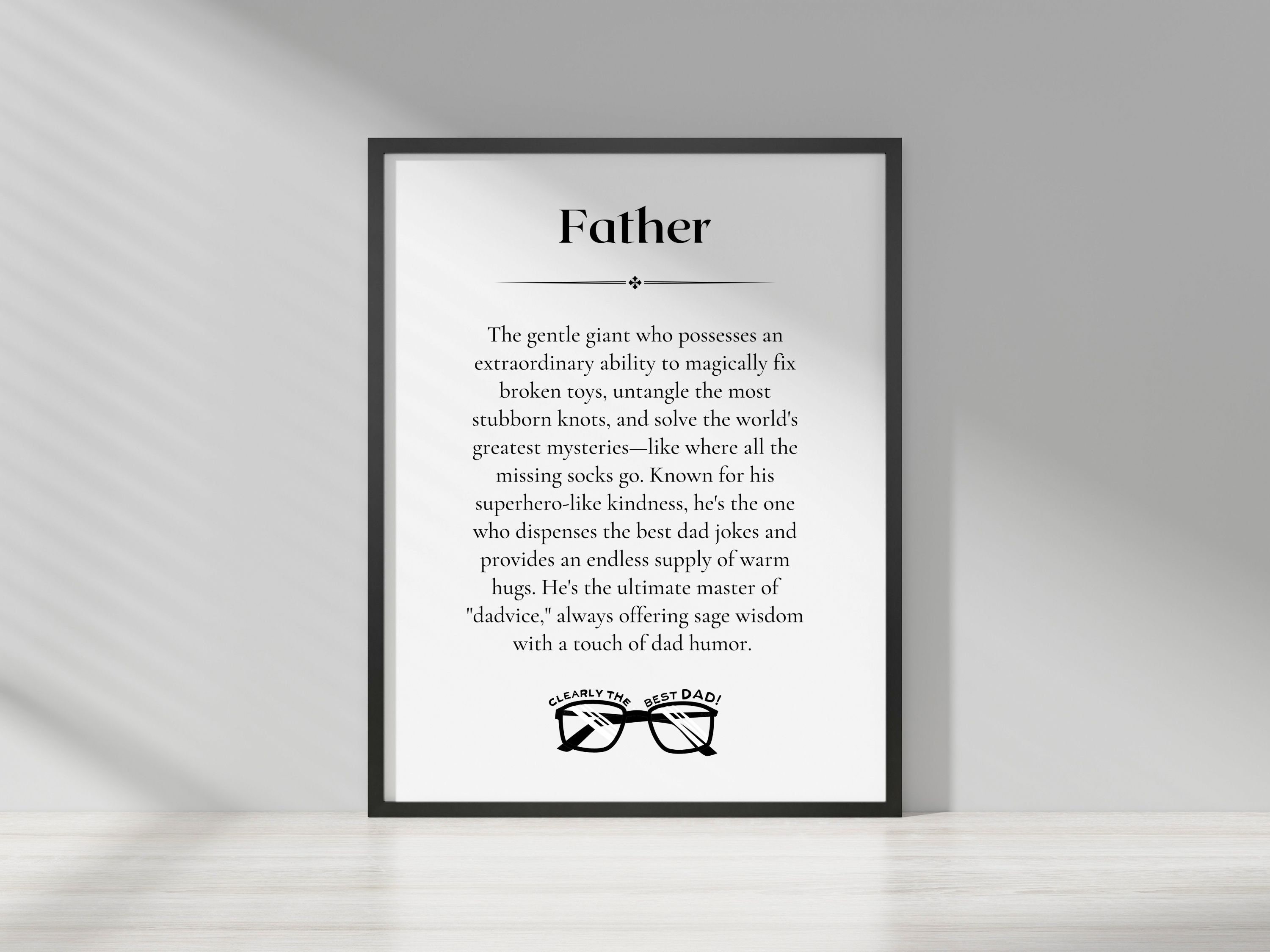 Father Definition Printable | Dad Print | Father's Day Gift | Gift for ...