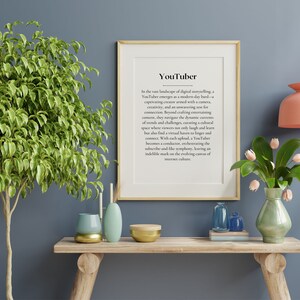 Youtuber Journey: A Definition Printable Art, Digital Download for ...