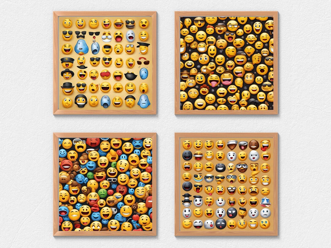 4 Fun Emoji Prints | Instant Download Digital Art | Cute Wall Decor for ...