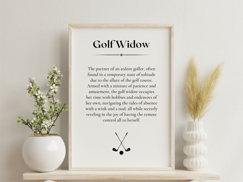Golf Widow Definition Printable - Instant Download Wall Art for Home ...
