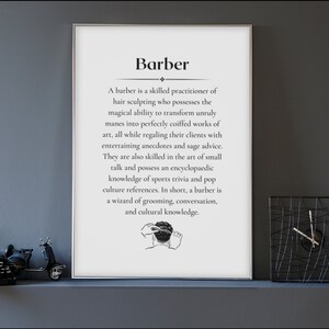Barber Definition Printable | Barber Shop Poster | Barber Gift | Men's ...