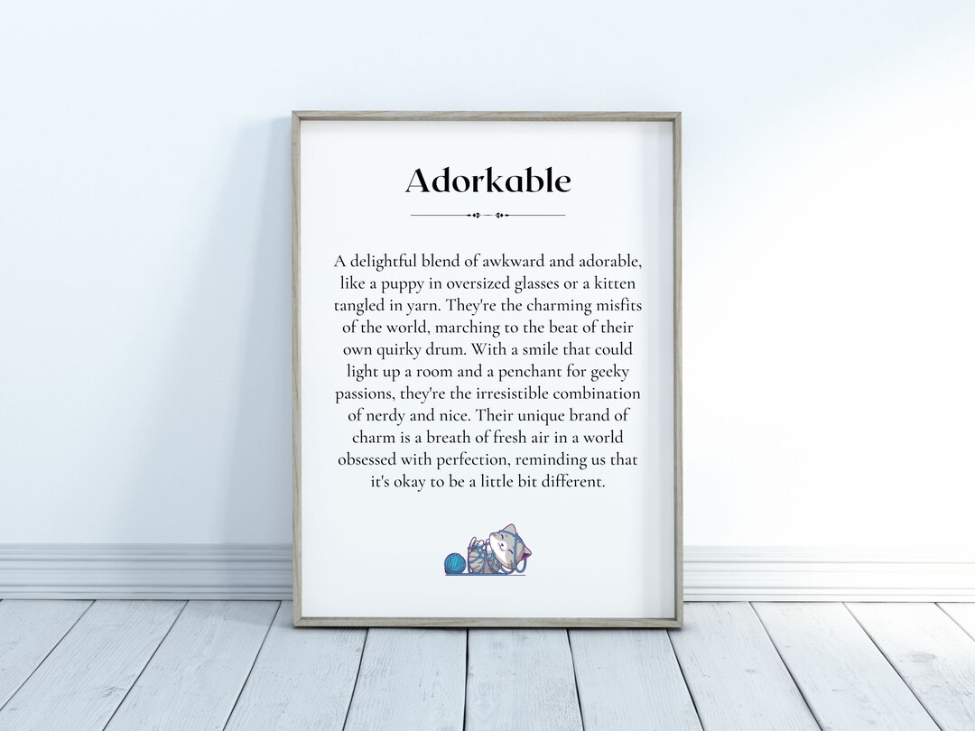 Quirky Adorkable Definition Printable - Unique Wall Art for Home Decor ...