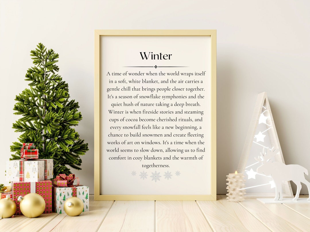 Winter Definition Printable - Cozy Seasonal Gift - Snowy Wall Decor ...