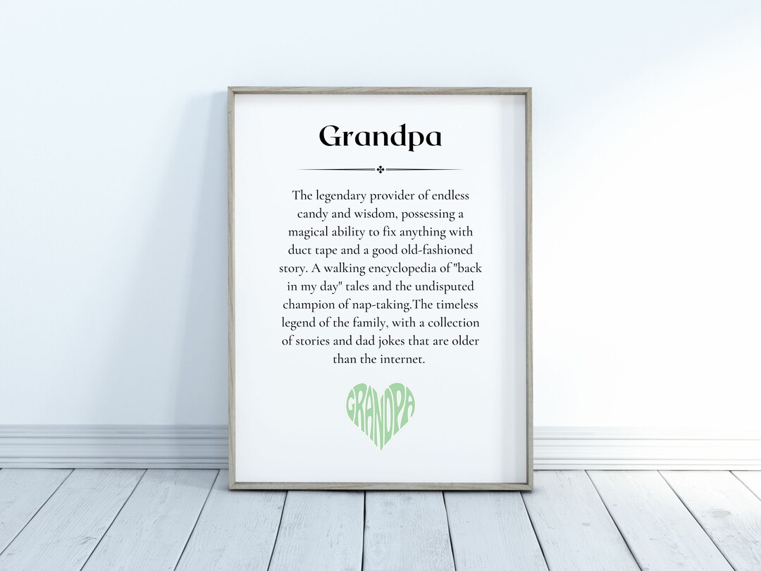 Grandpa Definition Printable | Grandfather Print | Granddad Definition ...