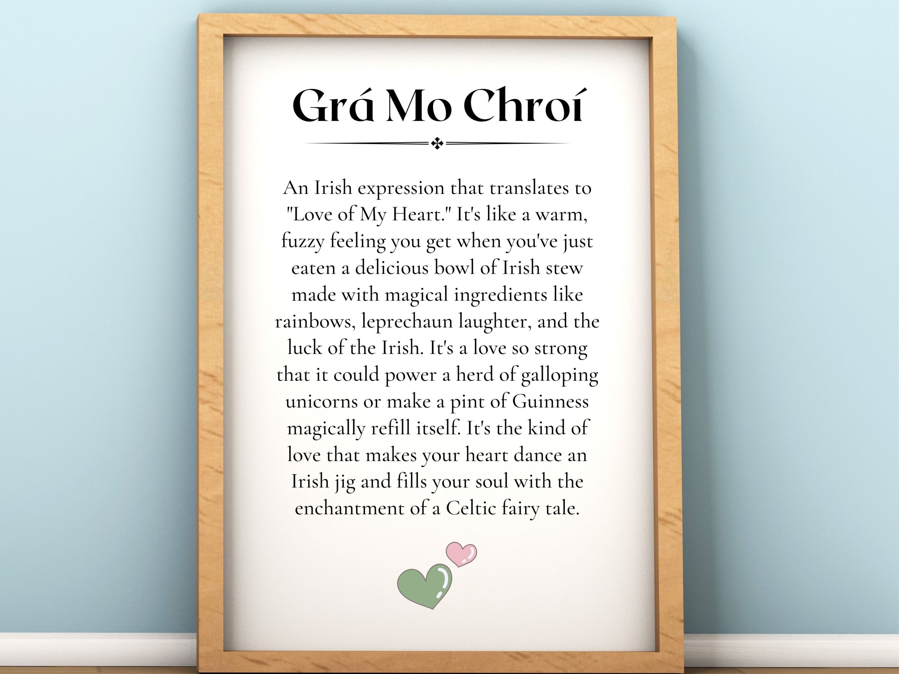 Gra Mo Chroi Definition Printable Wall Art Irish Gift Idea Celtic Love ...