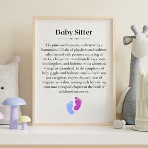 Babysitter Definition Printable Art, Digital Download for Childcare ...