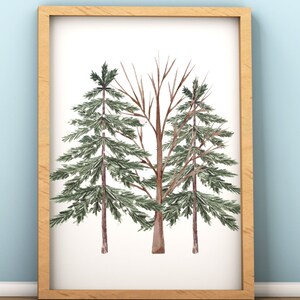 Woodland Christmas Trees Printable Rustic Holiday Gift - Etsy