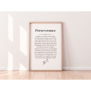 Perseverance Definition Printable - Inspirational Gift for Resilience ...