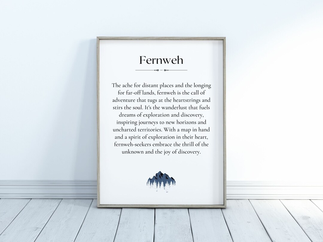 Fernweh Definition Printable Wall Art, Travel Decor Digital Download ...