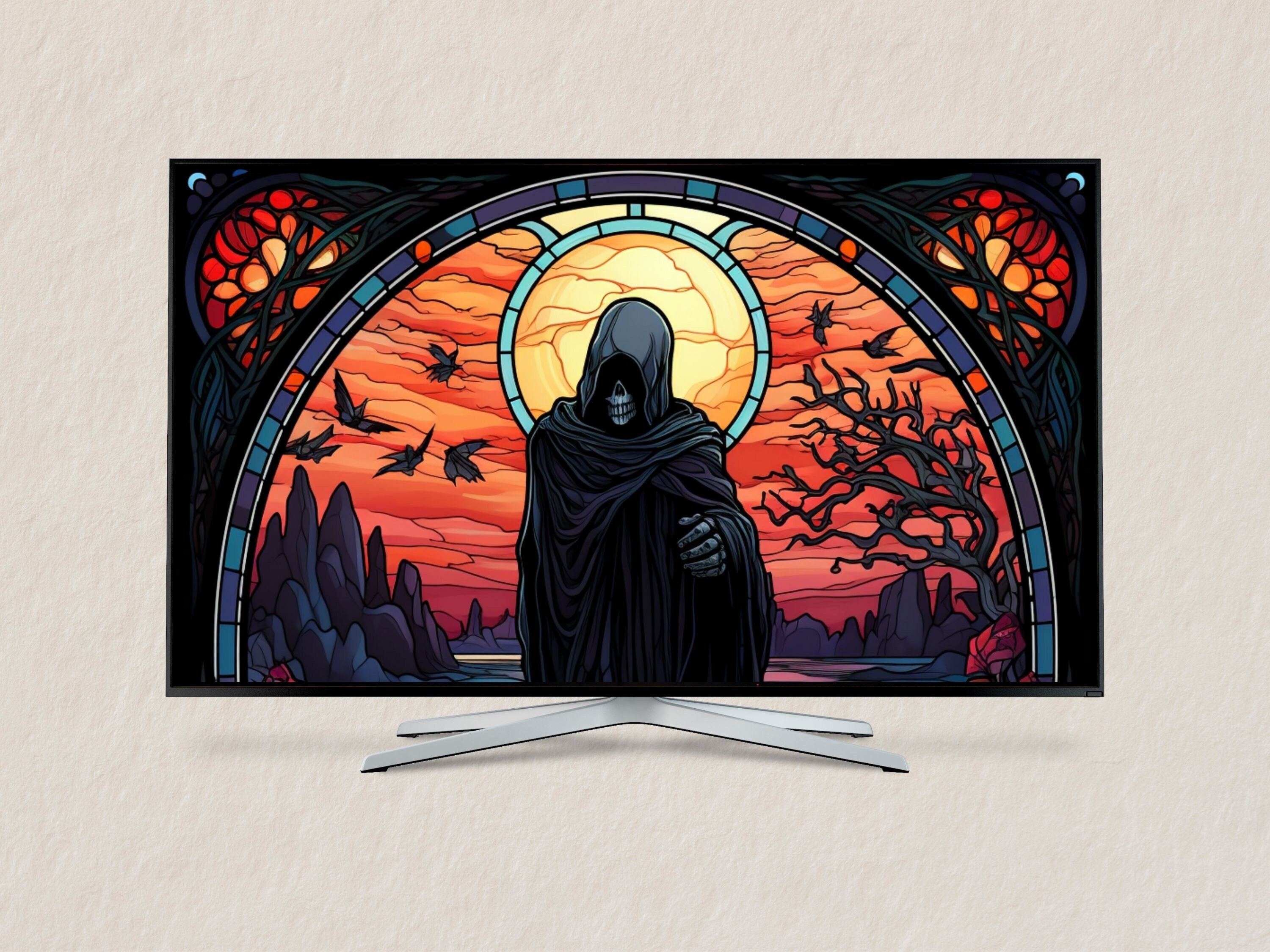 Elegance and Spookiness - Instant Download Grim Reaper Stained Glass ...