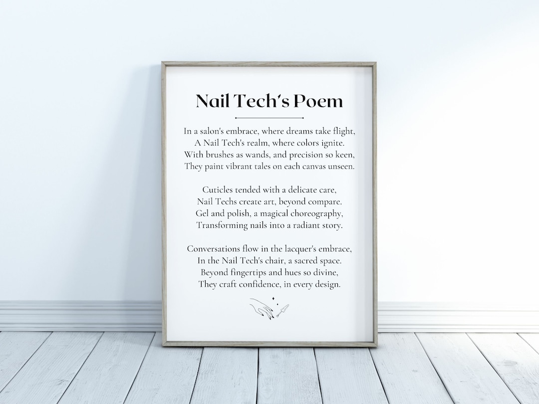 Nail Tech Poem Printable Art, Digital Download for Manicurists ...