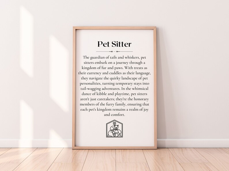 Pet Sitter Definition Printable Art | Digital Download for Animal ...
