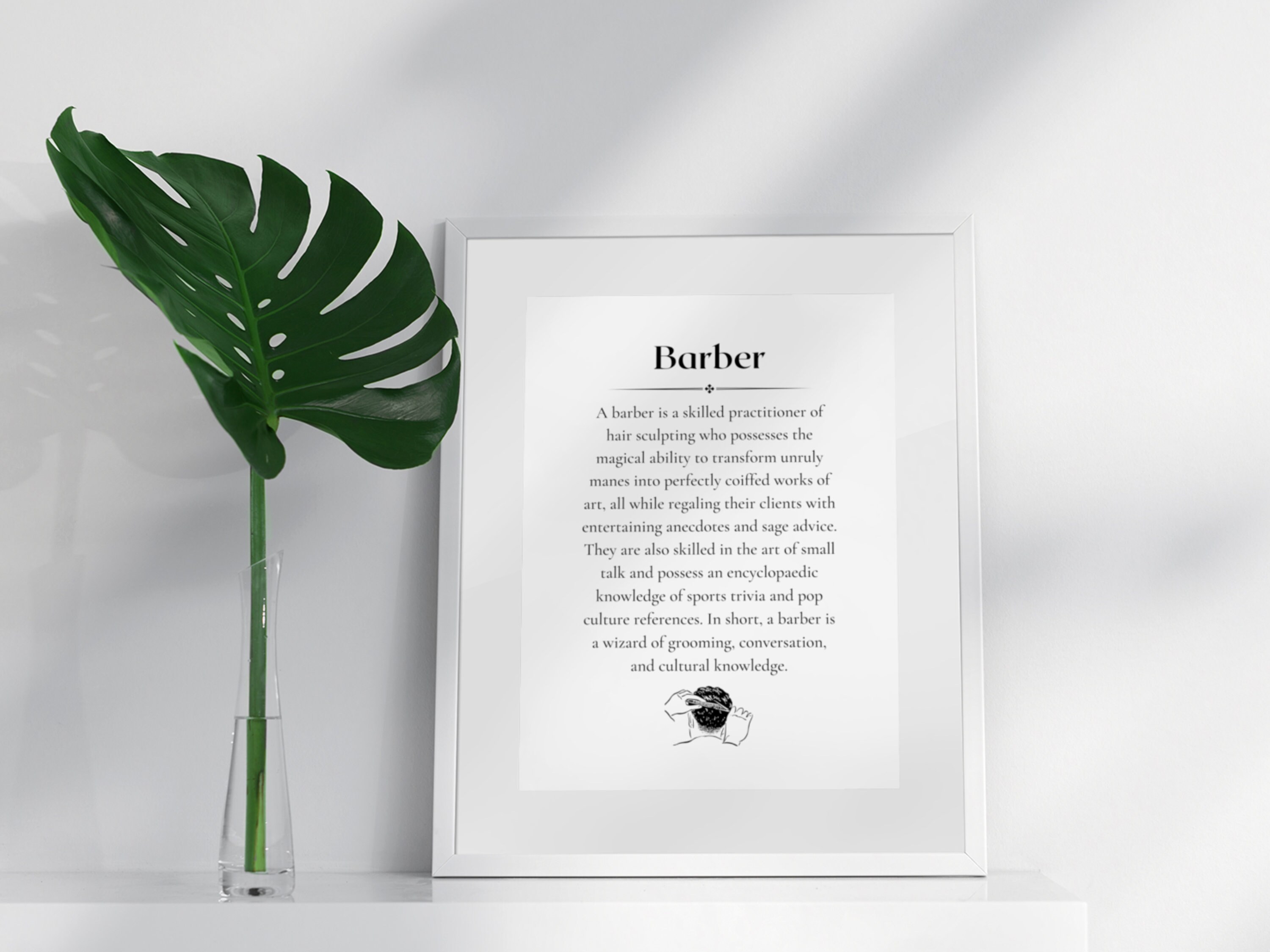 Barber Definition Printable Barber Shop Poster Barber Gift Men's ...