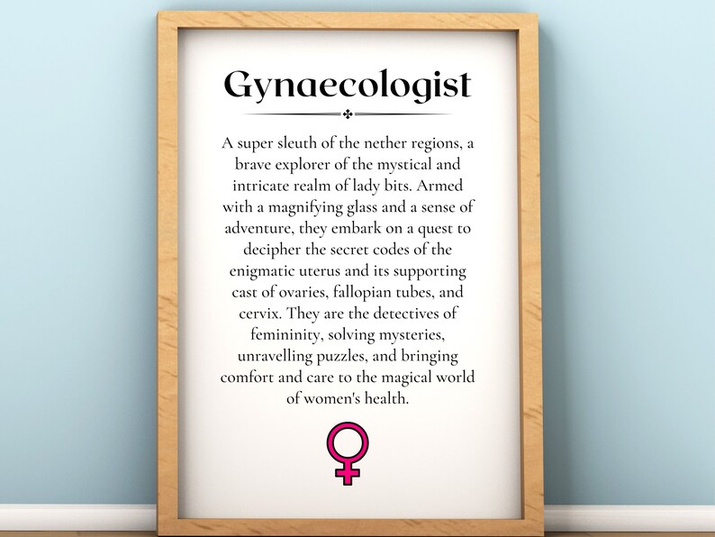 Gynaecologist Definition Printable | Feminine Health Art | Obstetrics & Gynecology Wall Art ...