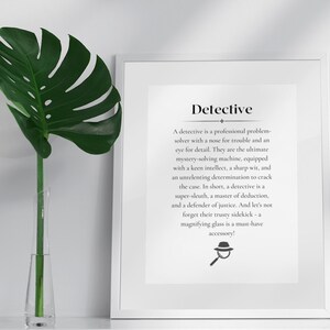 Detective Definition Printable | Detective Gift | Gift for a Detective ...