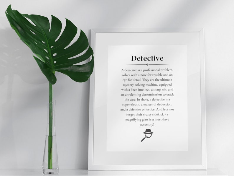 Detective Definition Printable | Detective Gift | Gift for a Detective ...