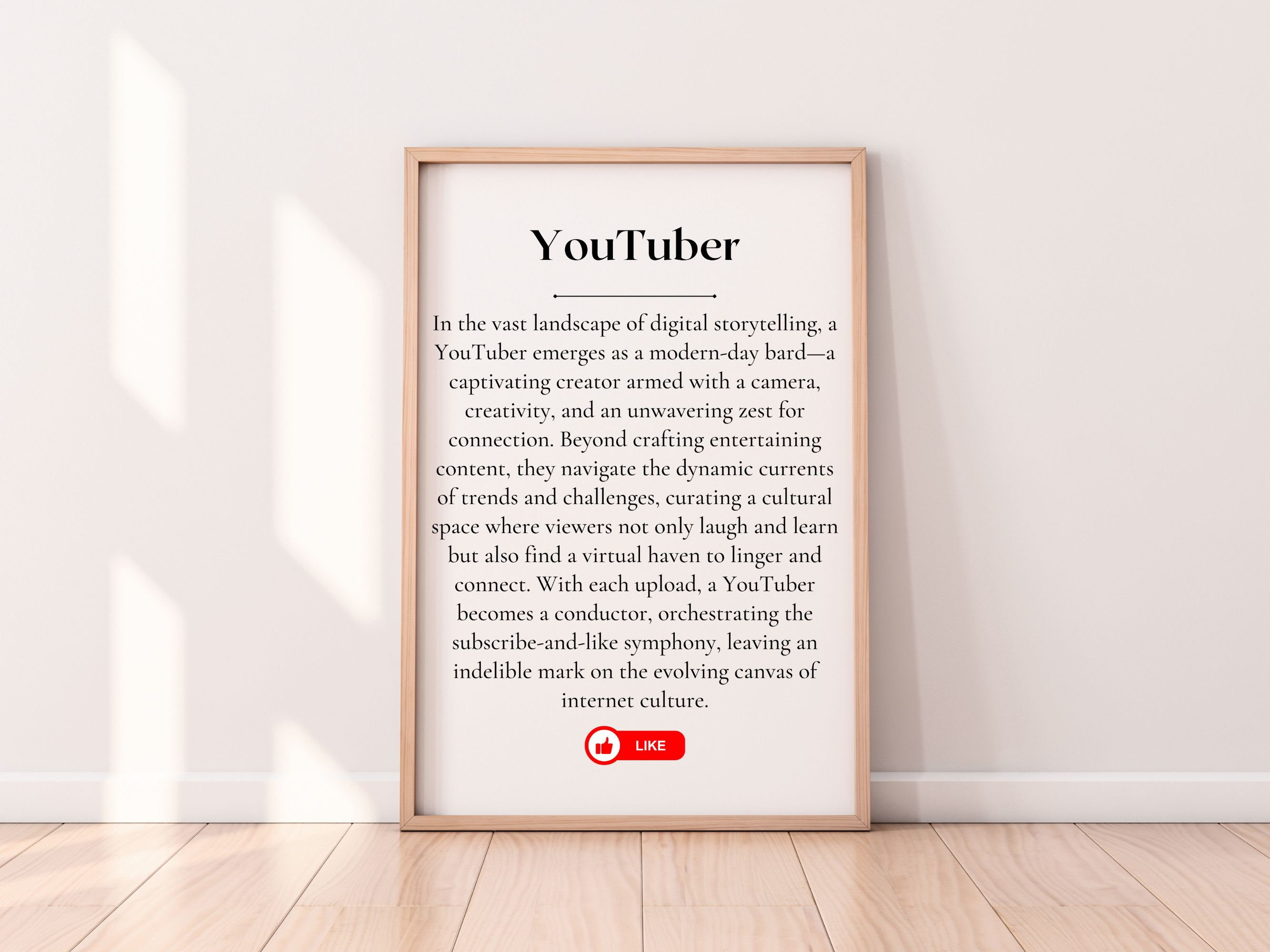 Youtuber Journey: A Definition Printable Art, Digital Download for ...