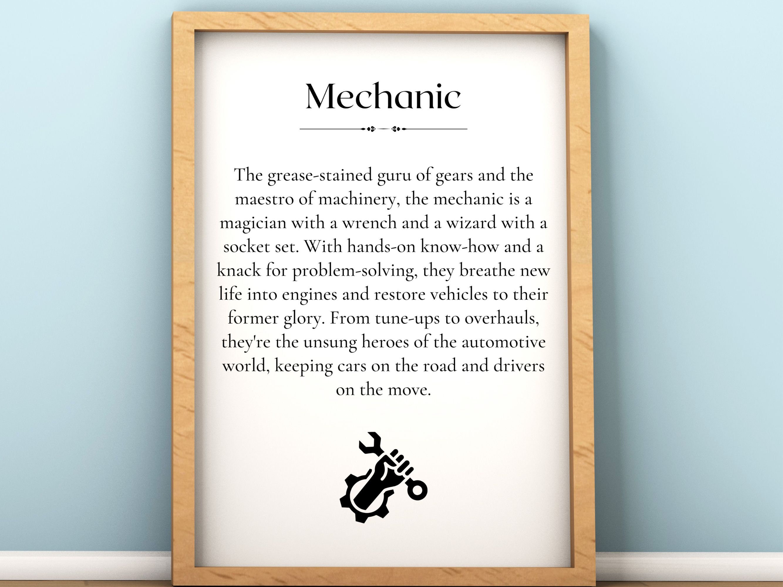 Mechanic Definition Printable Wall Art, Garage Decor Digital Download ...