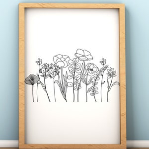 Minimalist Black and White Floral Line Art - Stylish Gift for ...