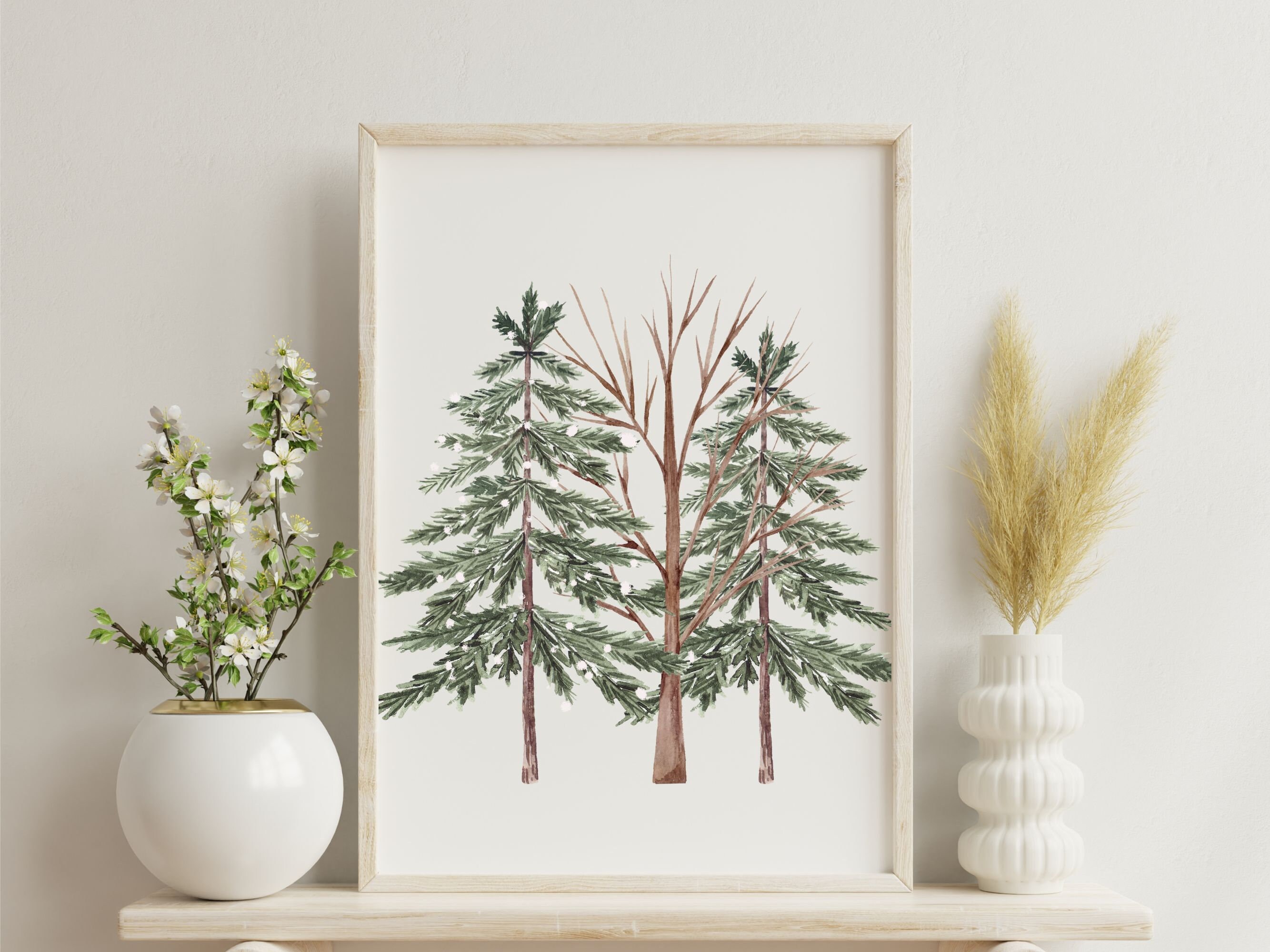 Woodland Christmas Trees Printable Rustic Holiday Gift - Etsy