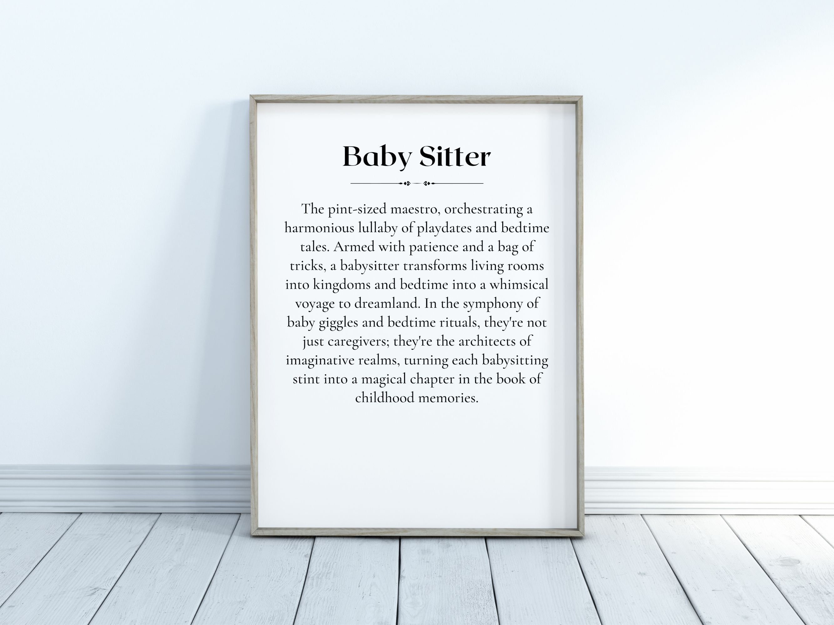 Babysitter Definition Printable Art, Digital Download for Childcare ...