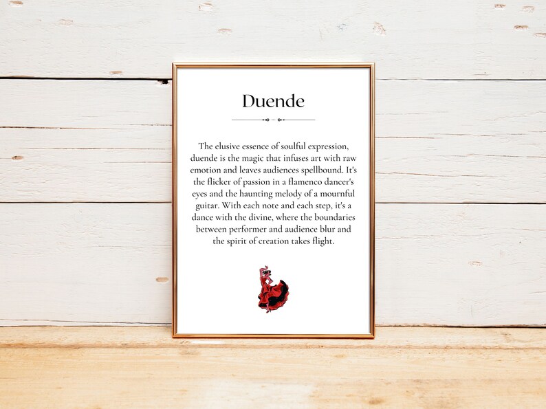 Duende Dance Definition Printable Wall Art, Spanish Dance Decor Digital ...