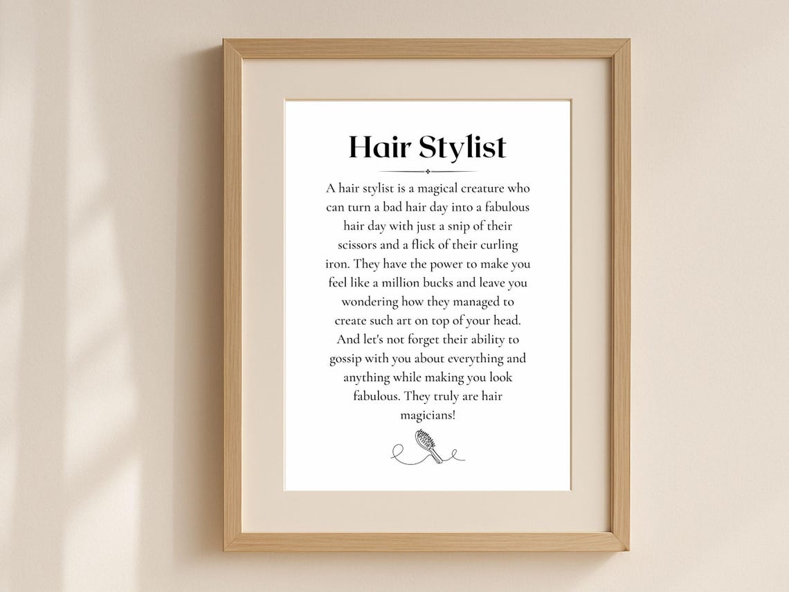 Hair Stylist Definition Print, Hairdresser Gift for Women, Cosmetology ...