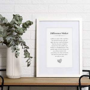 Difference Maker Definition Printable | Appreciation Gift | Meaning of Difference Maker Print ...