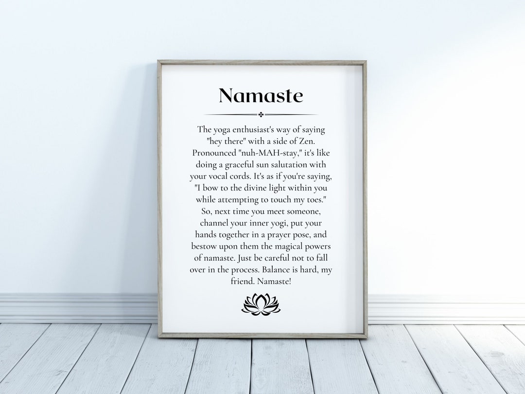 Namaste Definition Printable | Zen Gift | Yoga Poster | Wall Art Decor ...